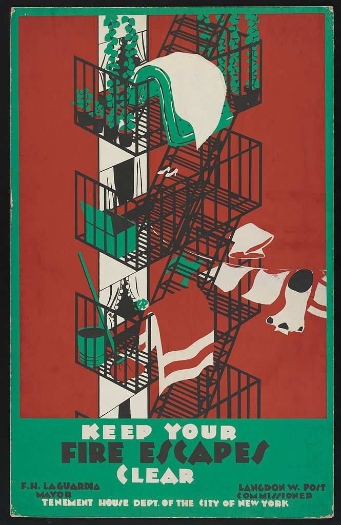 "Keep your fire escapes clear" poster from 1937 | Scrolller