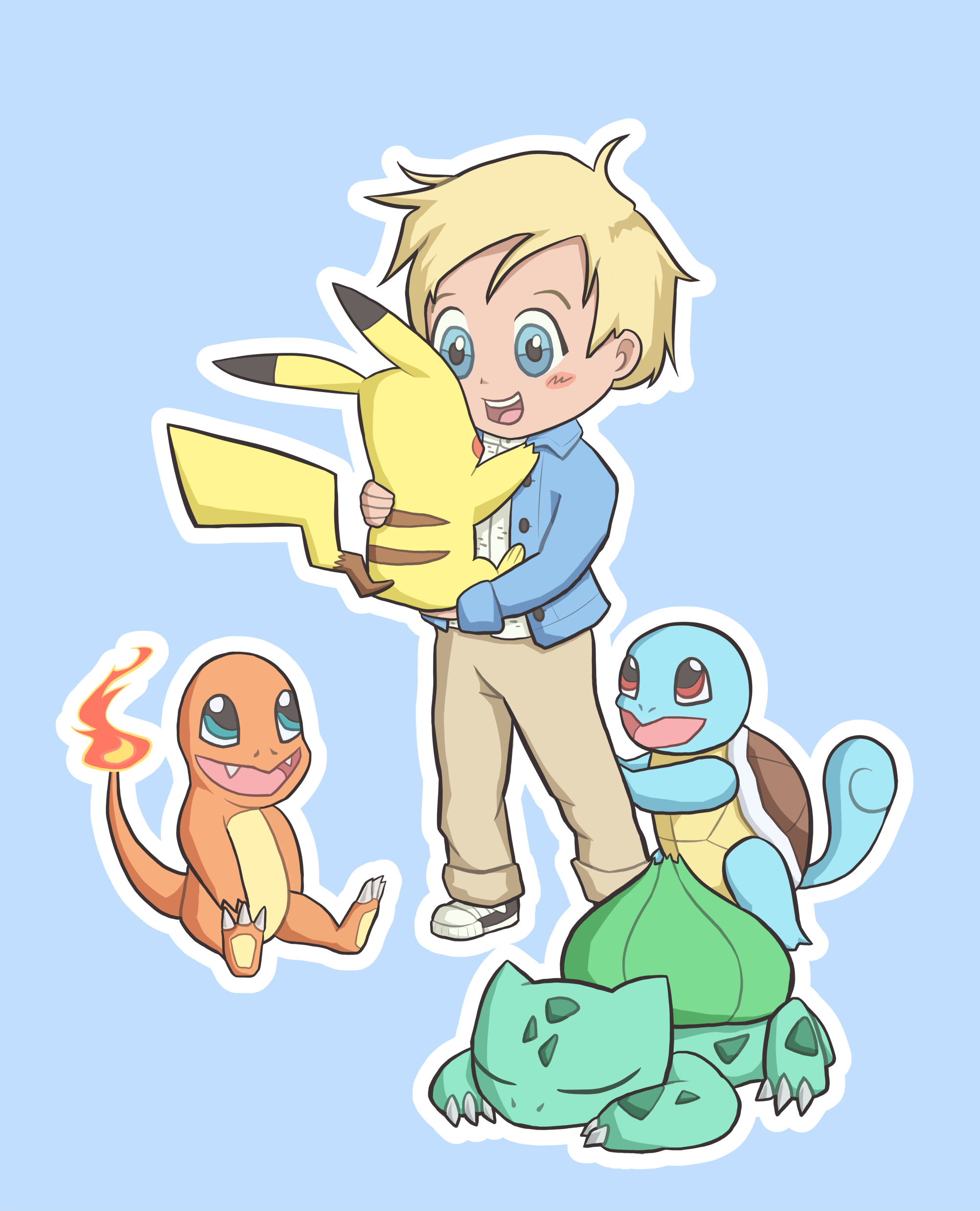 Kid with the original Pokemon starters [OC] | Scrolller
