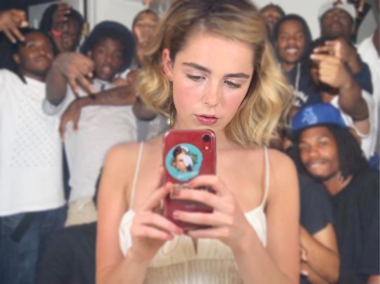 Kiernan Shipka doing a BTS selfie for fans right before a BLACKED gangbang | Scrolller