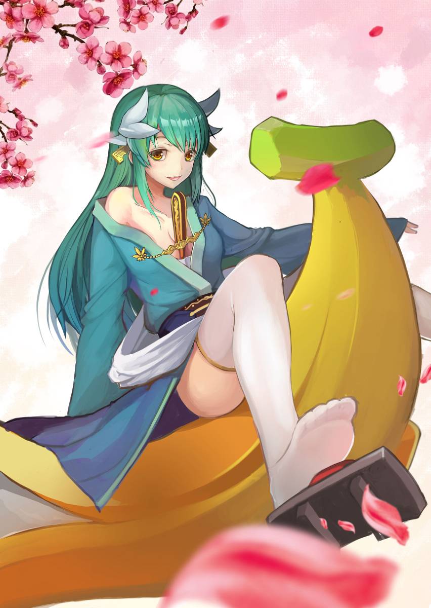 Kiyo riding a banana | Scrolller