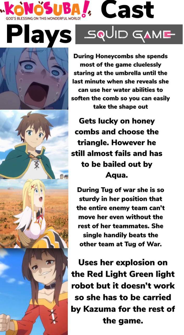 Konosuba Cast plays Squid game. | Scrolller