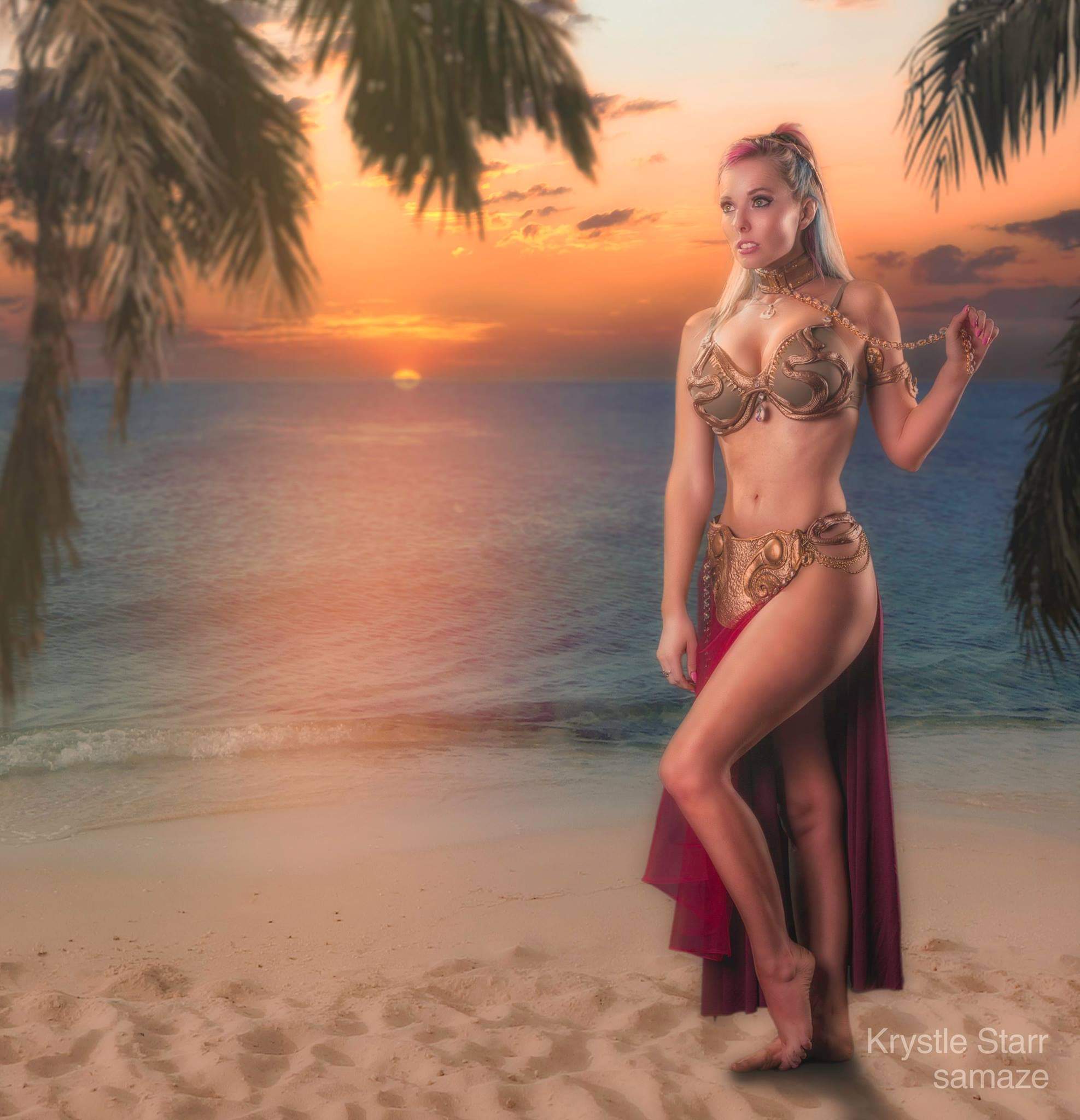 Krystle Starr as slave leia by the beach | Scrolller