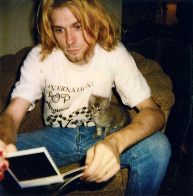 Kurt Cobain and his kitten, Spina Bifida (1992) | Scrolller