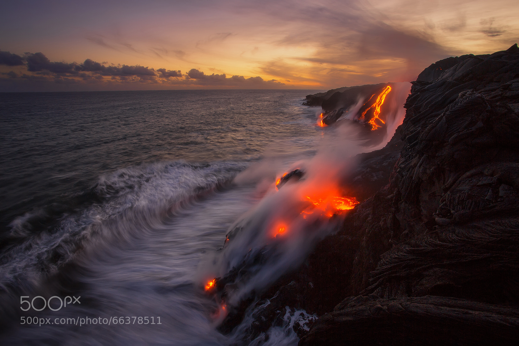 Lava flowing into the ocean, Hawaii [1650x1100] | Scrolller