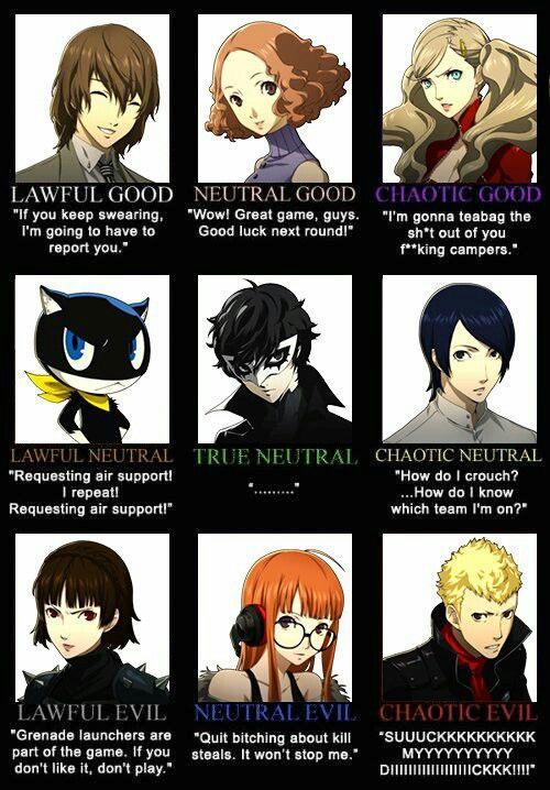 Lawful, neutral, and chaotic Phantom Thieves | Scrolller