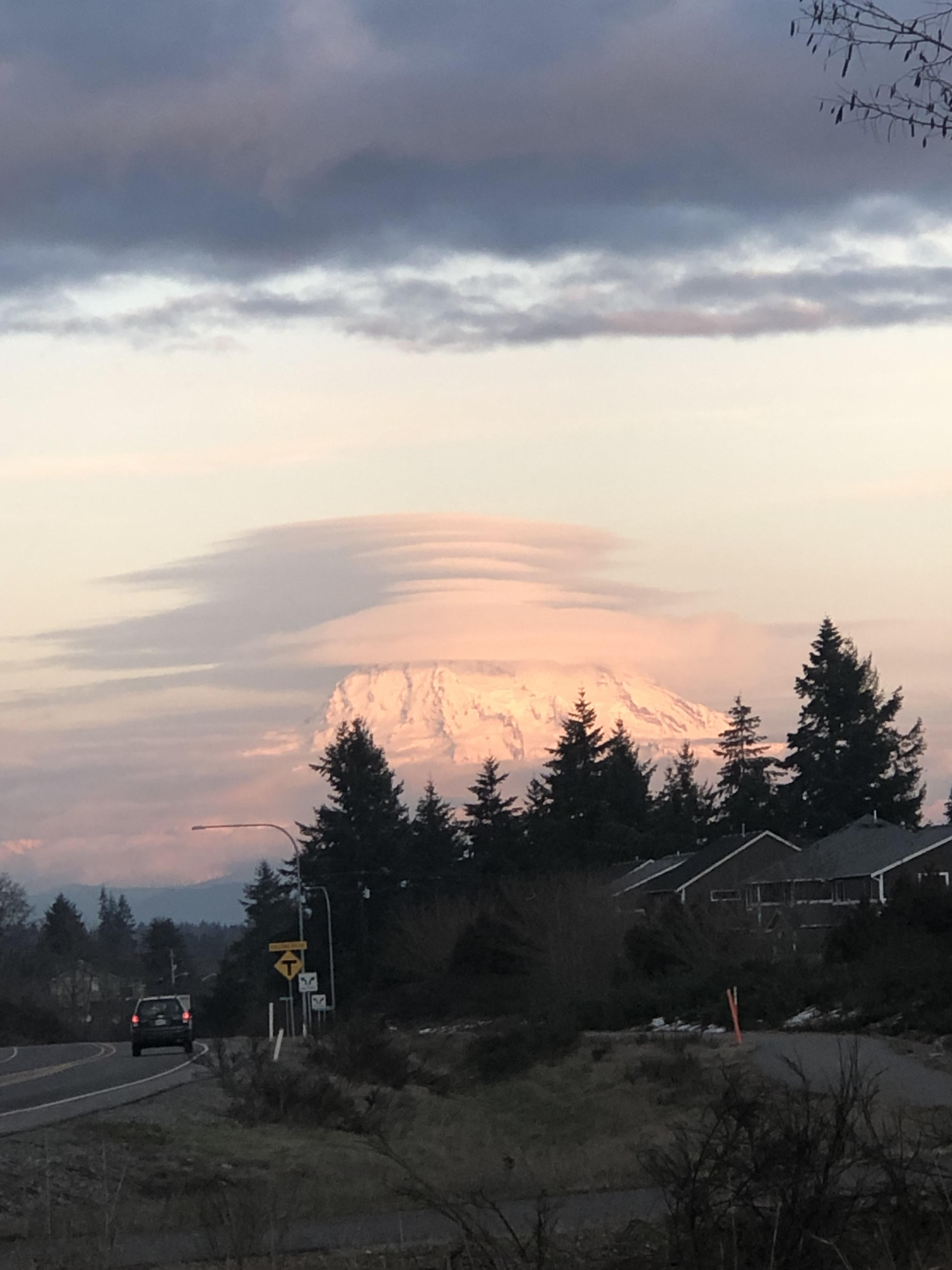 Lenticular clouds over Mt. Rainier | Scrolller Lenticular clouds over Mt. Rainier | Scrolller