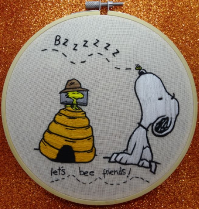 Lil bee themed hoop I made for a big Snoopy fan 🐝 | Scrolller