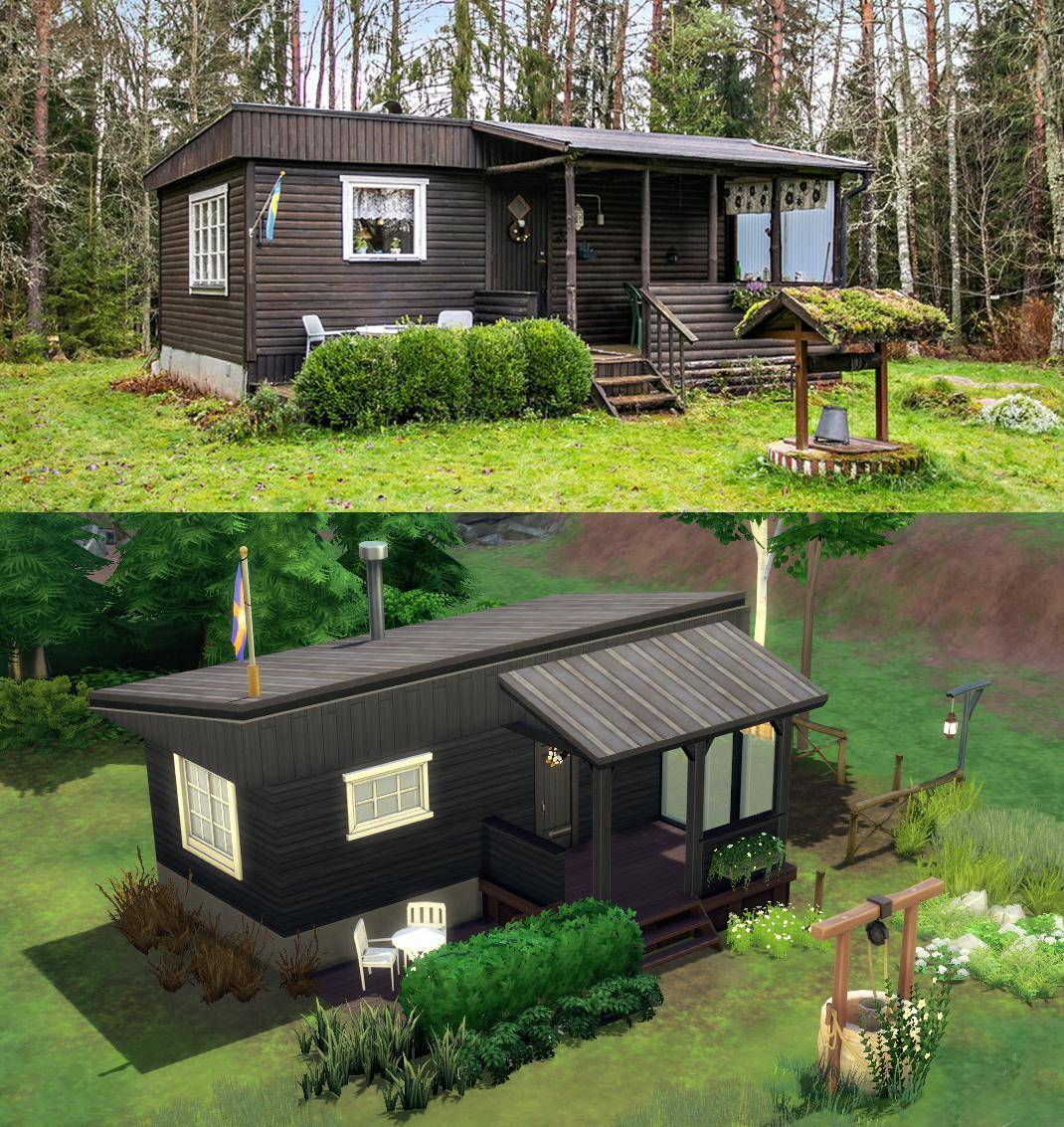 Lil dark wood cabin in the Swedish forest. | Scrolller