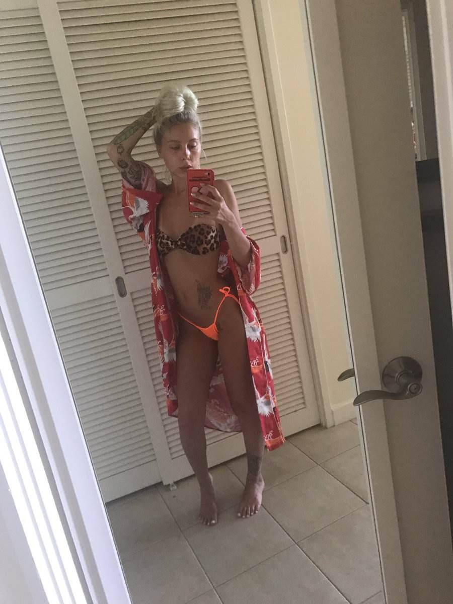 Lil Debbie orange bikini leaopard top | Scrolller