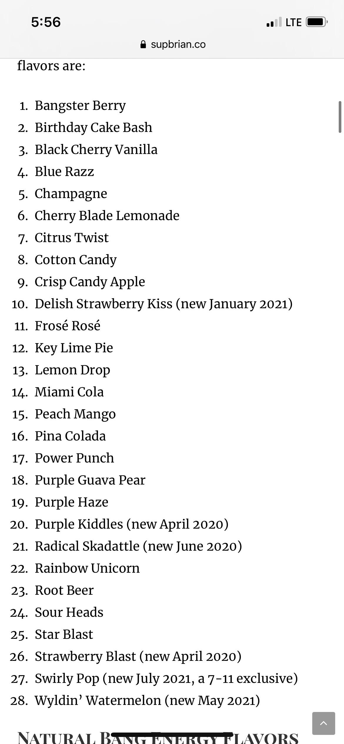 List of all normal bang flavors | Scrolller