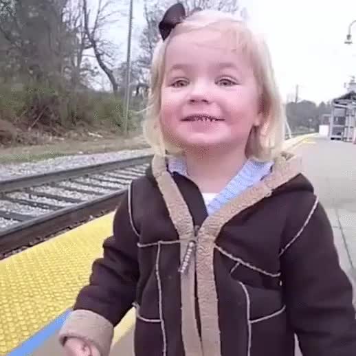 Little girls excited about first ride on train | Scrolller