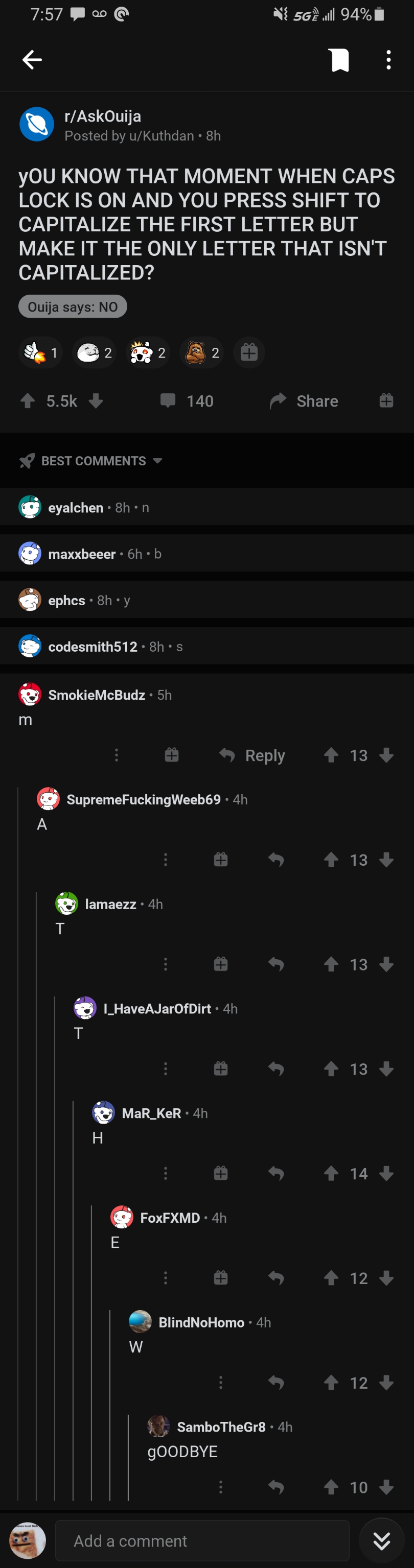 Look, Matts. We got some representation in r/AskOuiga. | Scrolller