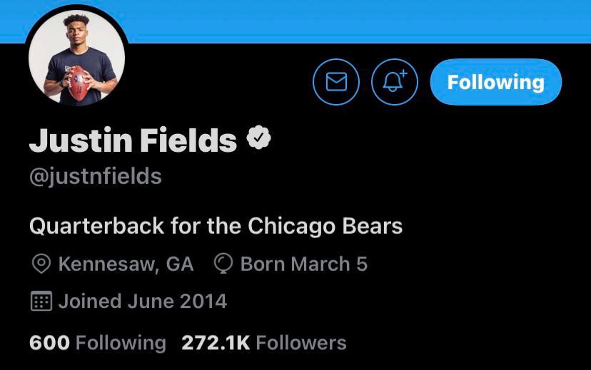 Looking at his new bio, I still can’t believe Justin freaking Fields is a QB for the Chicago ...