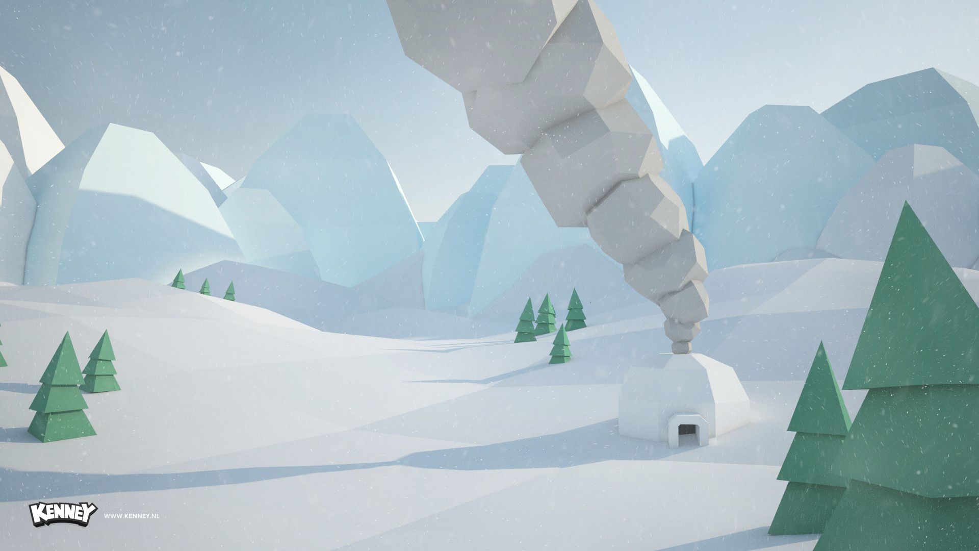 Low poly winter scene with igloo | Scrolller