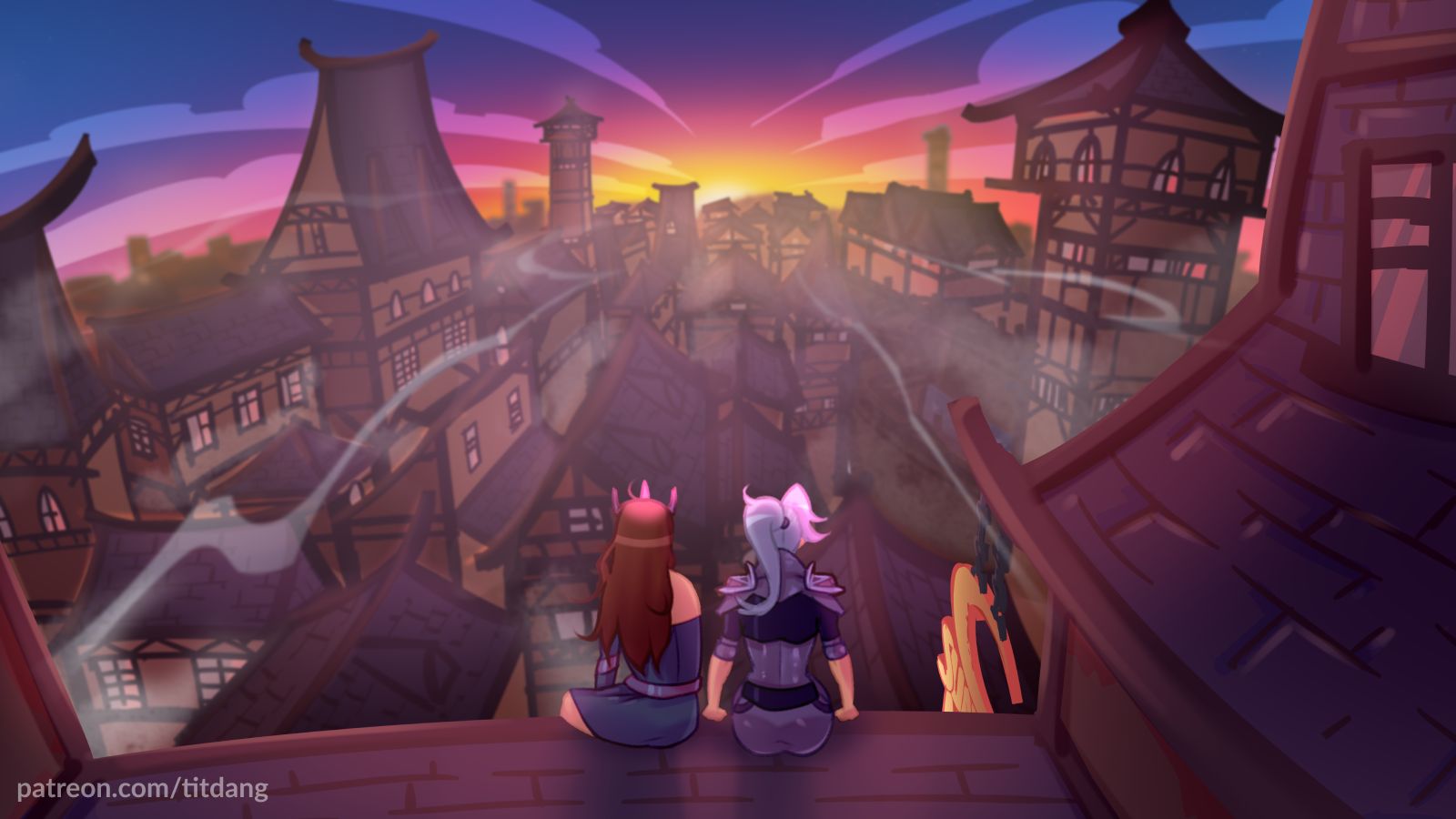 Luna and Mirana greeting the sunset in the v0.10 Luna in the Tavern | Scrolller