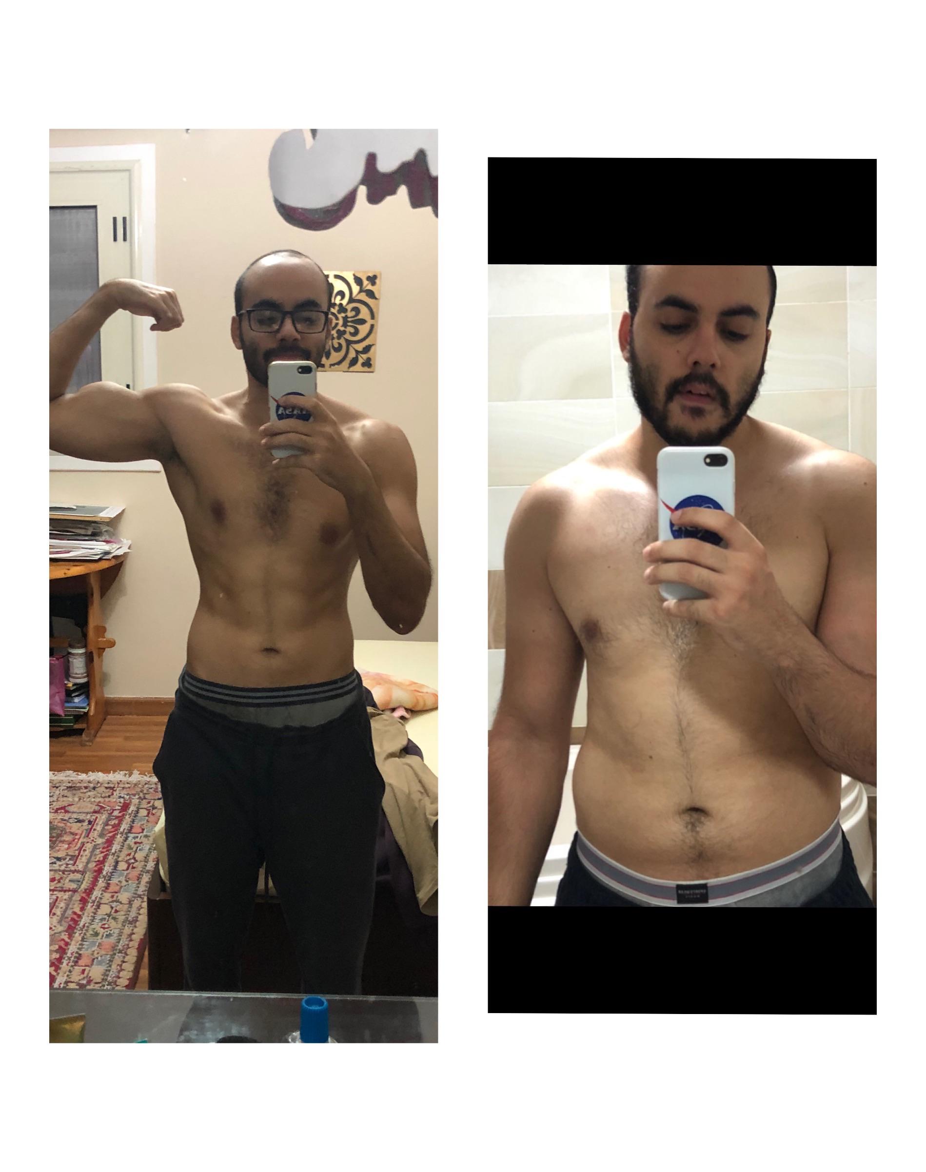 M/24/5’11 [171lbs to 152lbs] (5 months). Not as impressive as everyone here. Bulk or cut now ...