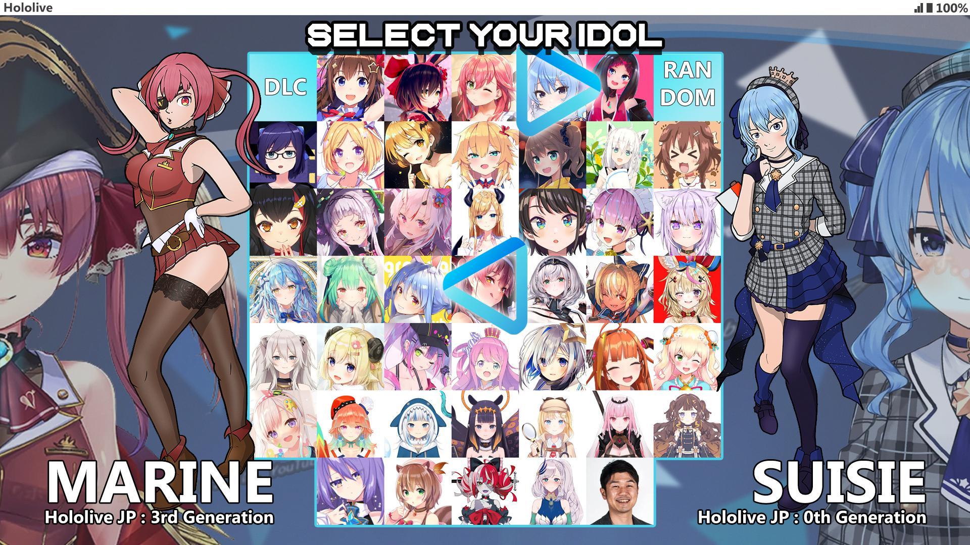 Made a mock-up of a character select screen for a Hololive fighting game with some illustrations ...