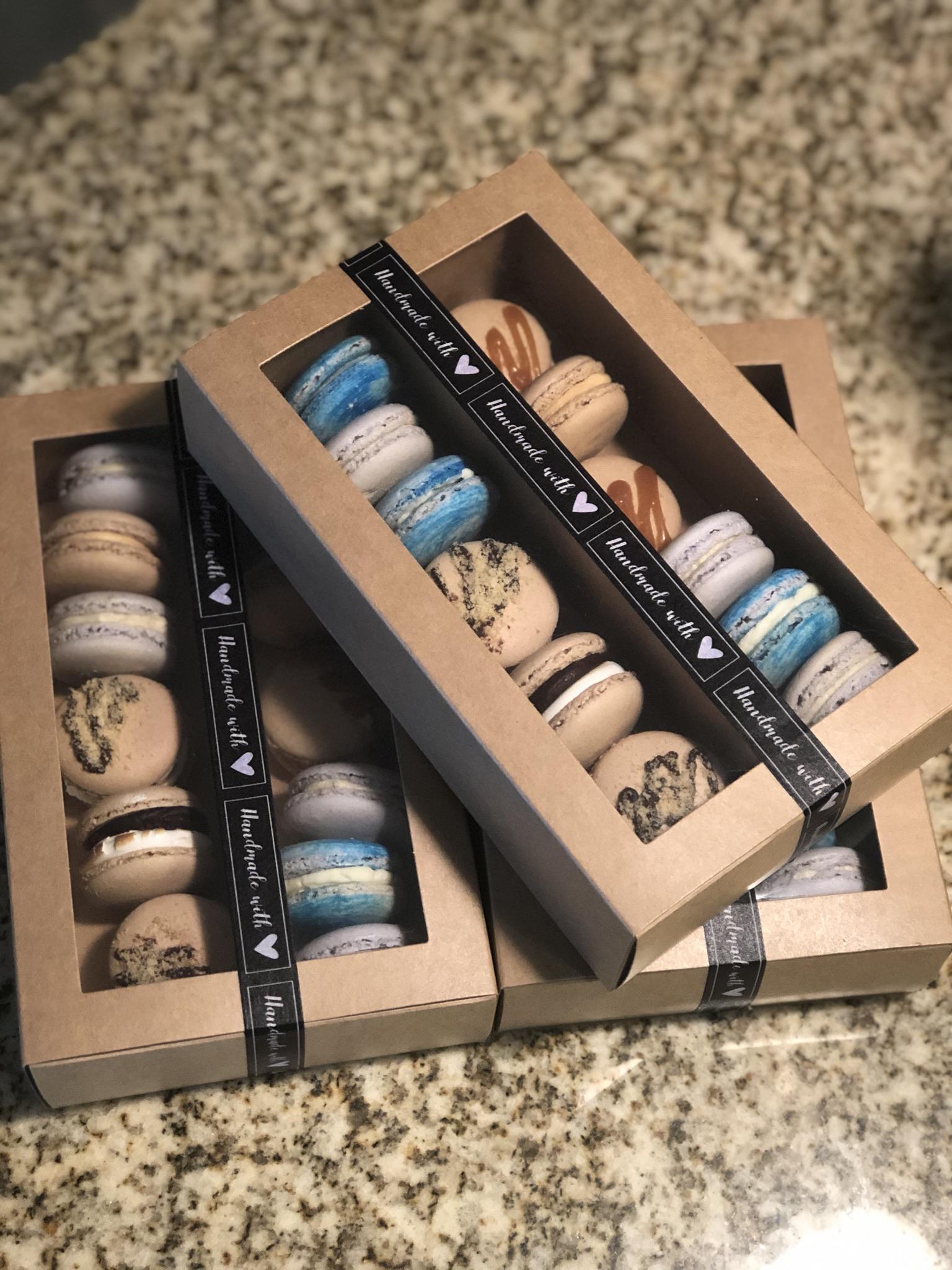 Made macarons gift boxes for Eid! Includes four flavors - salted caramel, s’mores, honey ...