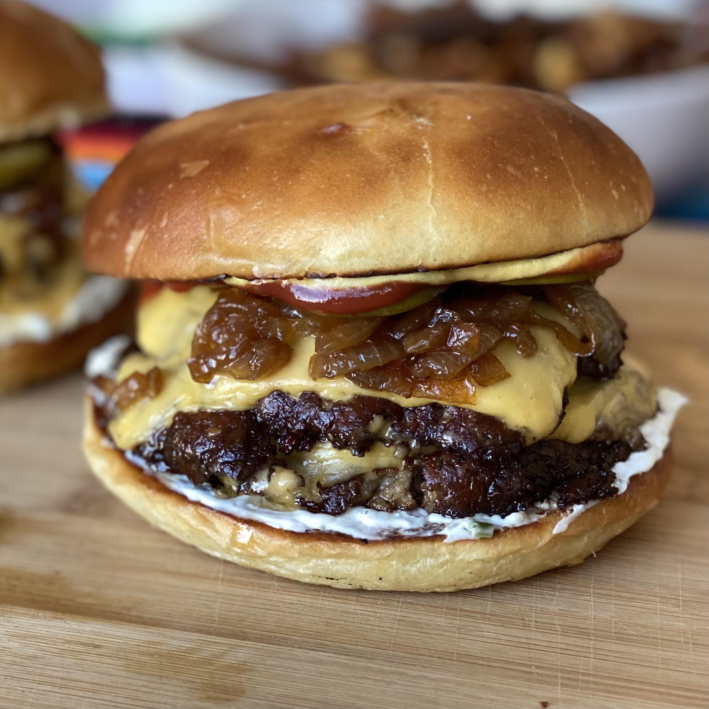 Made this double cheese burger completely from scratch, lots of work but totally worth it ...