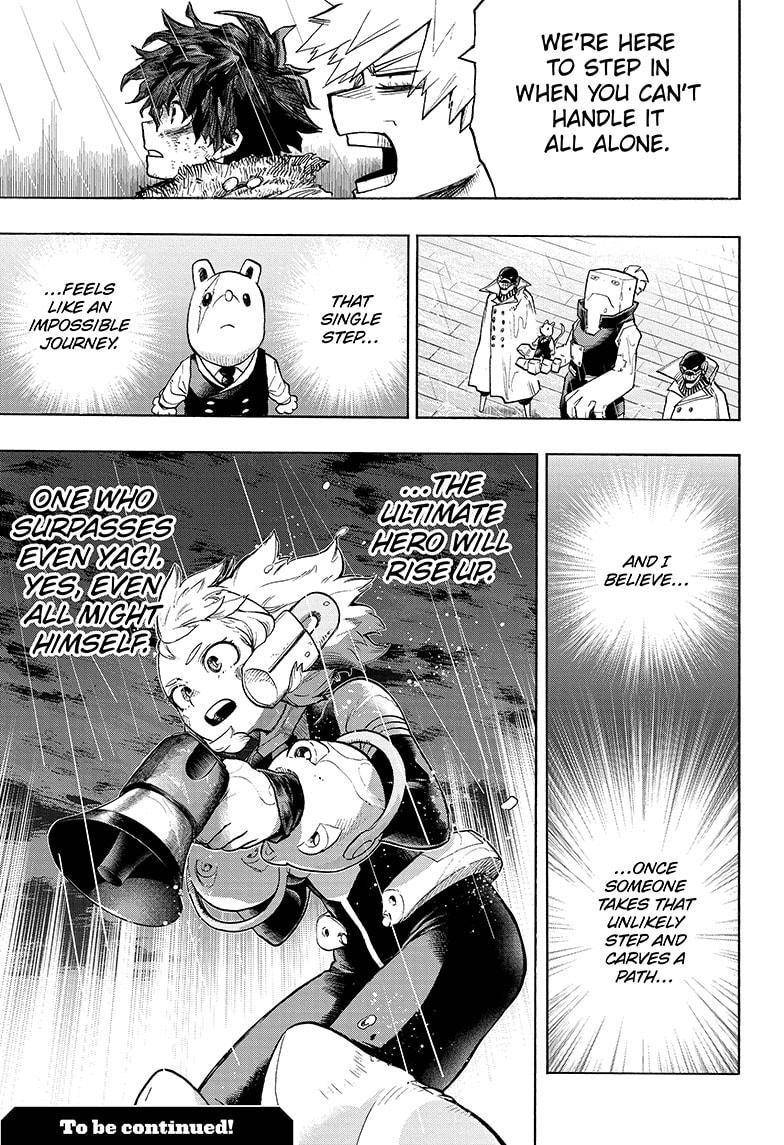 Major spoiler: Uraraka is the one to carve the path for Deku to surpass All Might. We basically ...
