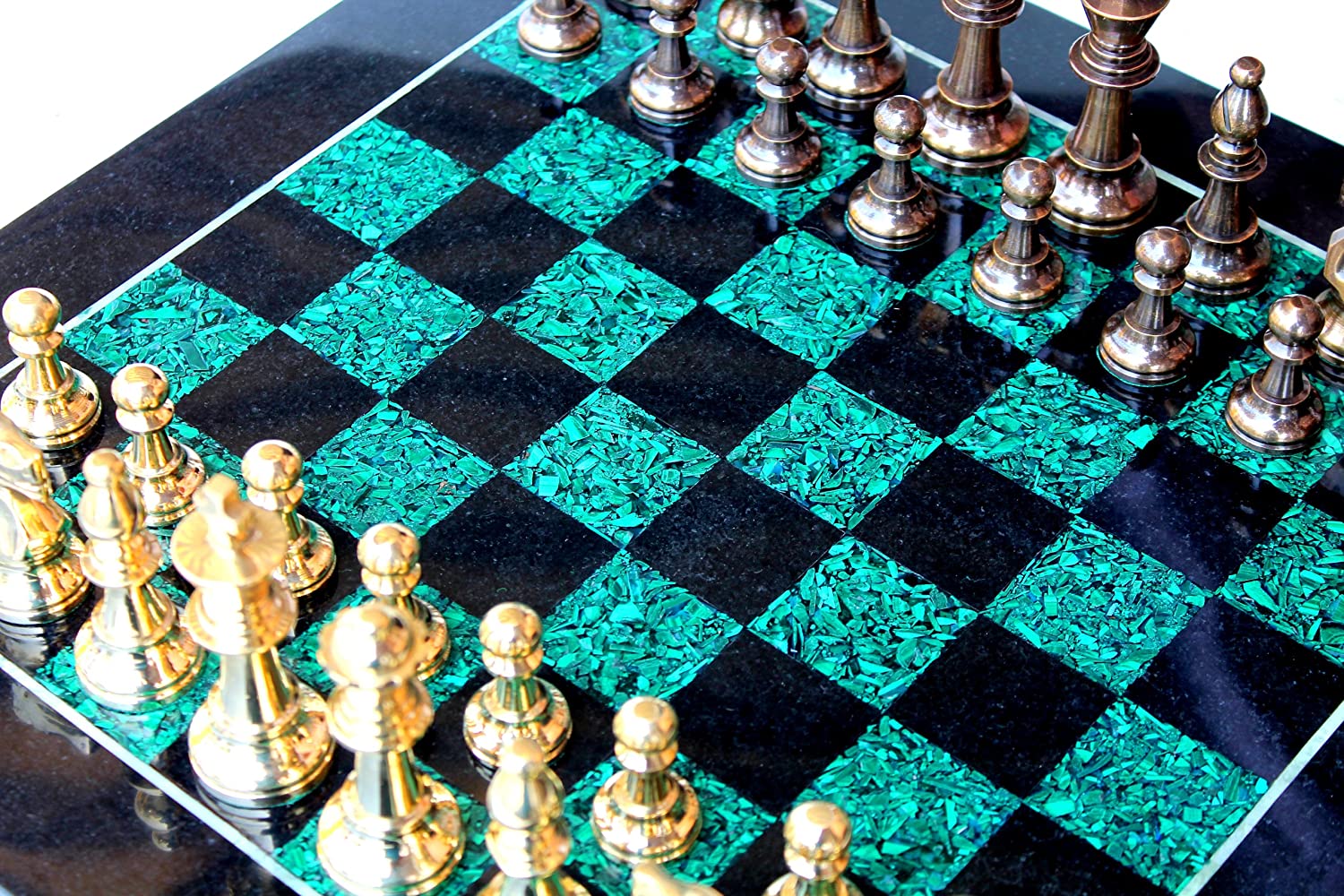 Malachite and Black Marble Chess Set [1500 x 1000] | Scrolller
