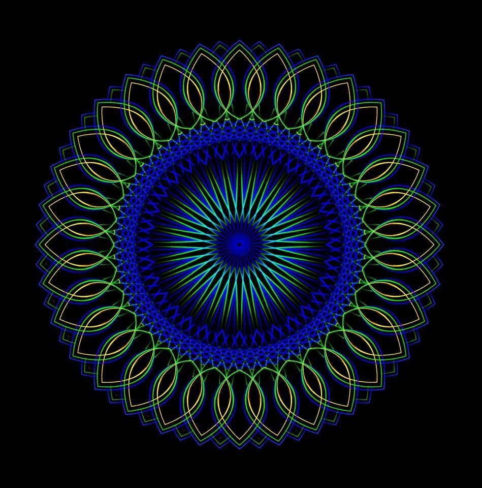 Mandala light painting using 3 LED lights and long exposure with post production in Photoshop ...