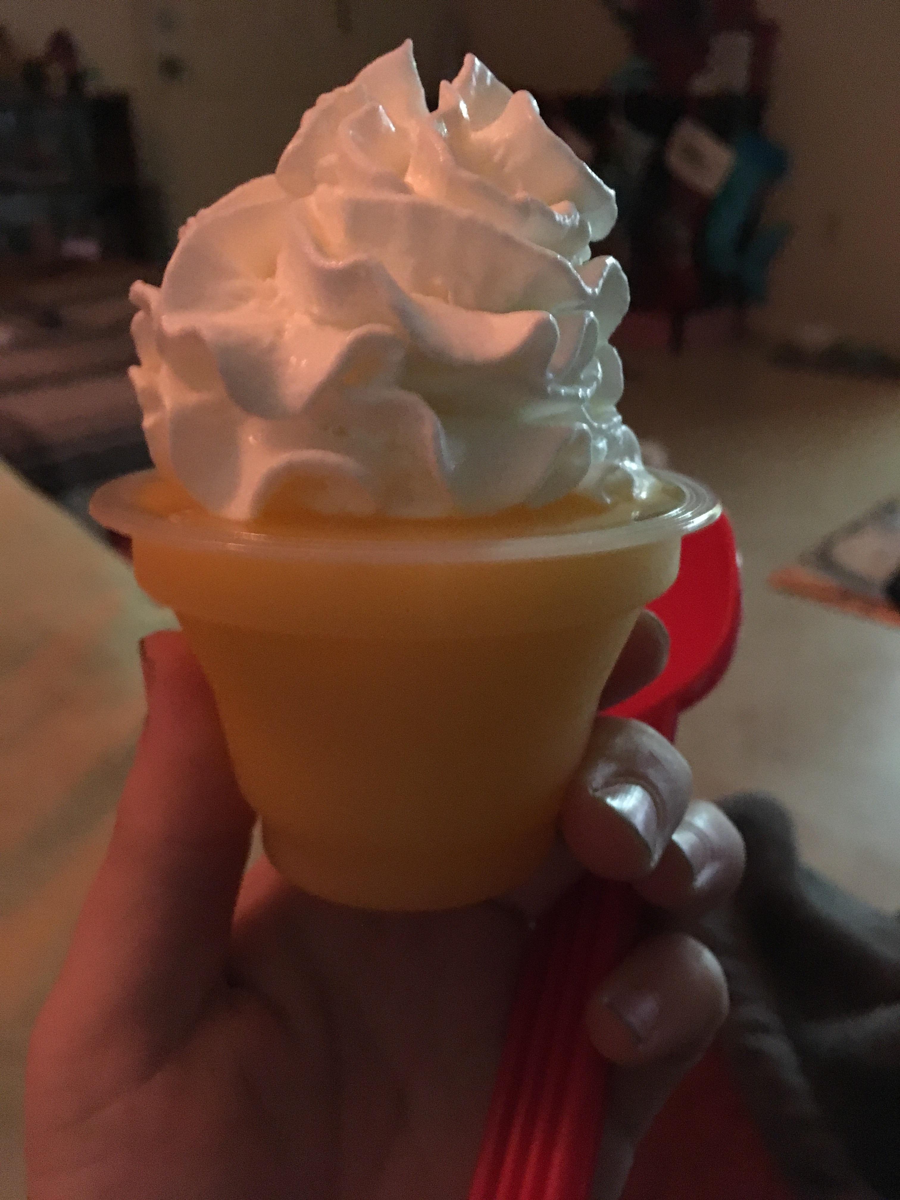 Mango pudding from the Asian market with reddi whip on top | Scrolller