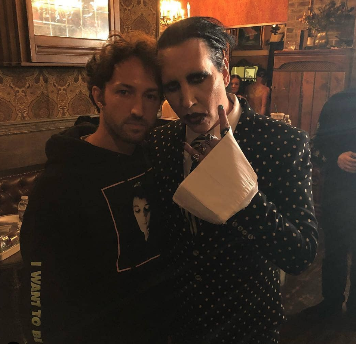 Manson looking sharp in a spotted suit | Scrolller