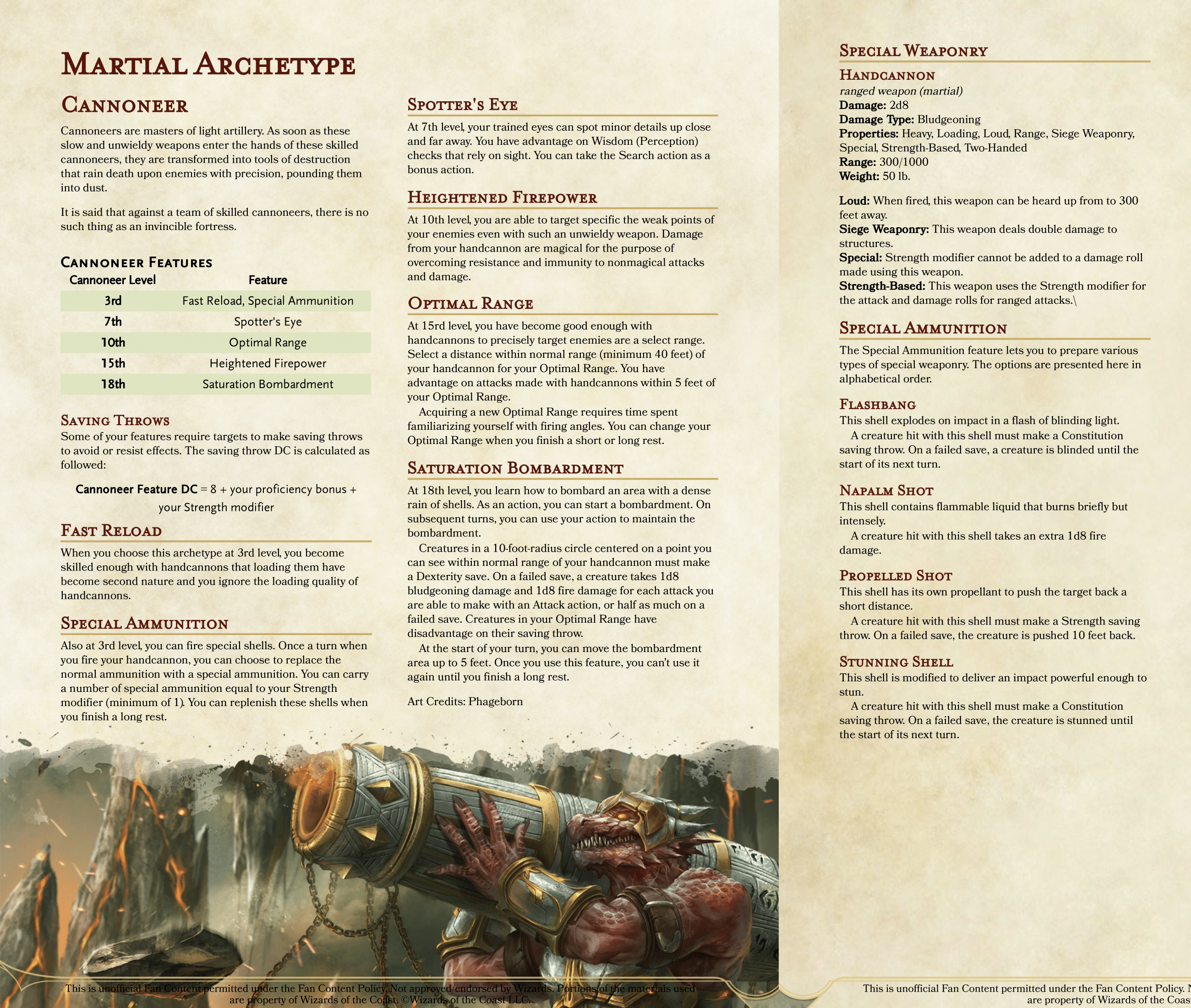 Martial Archetype - Cannoneer v1.0: Pound your enemies to dust with ...