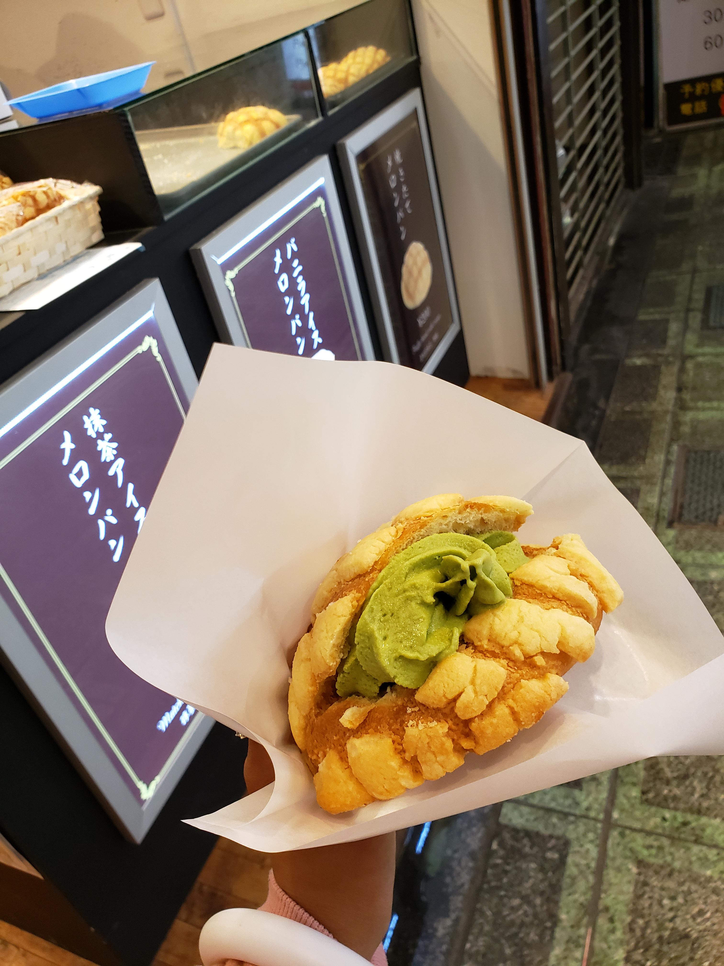 Matcha Ice Cream Melon Pan in Osaka | Scrolller