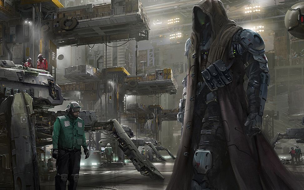 Mech Hangar Concept Art developed by our team for Scribble Pad Studios internal IP, Vagus. by ...