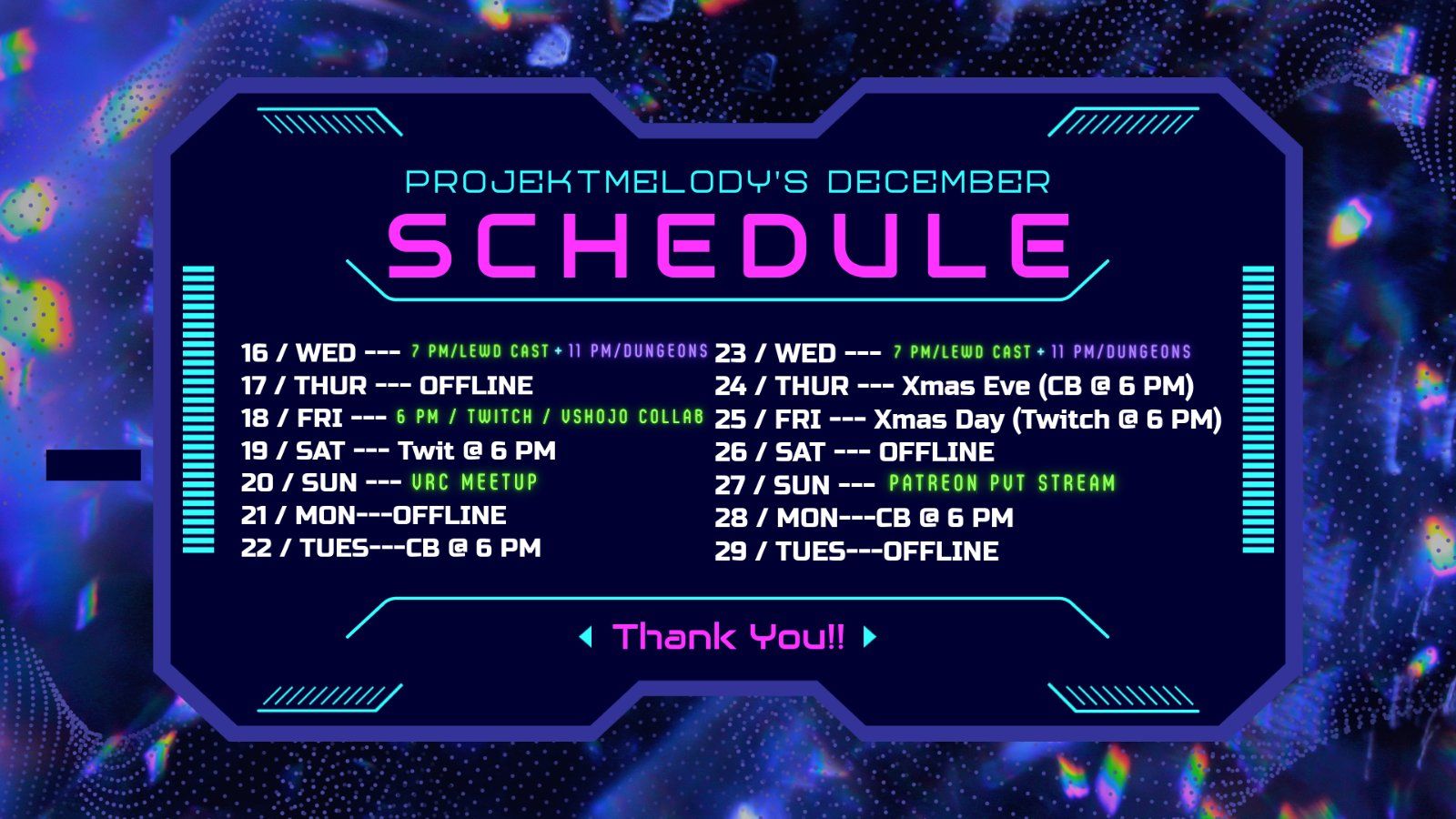 Melody's Schedule! | Scrolller