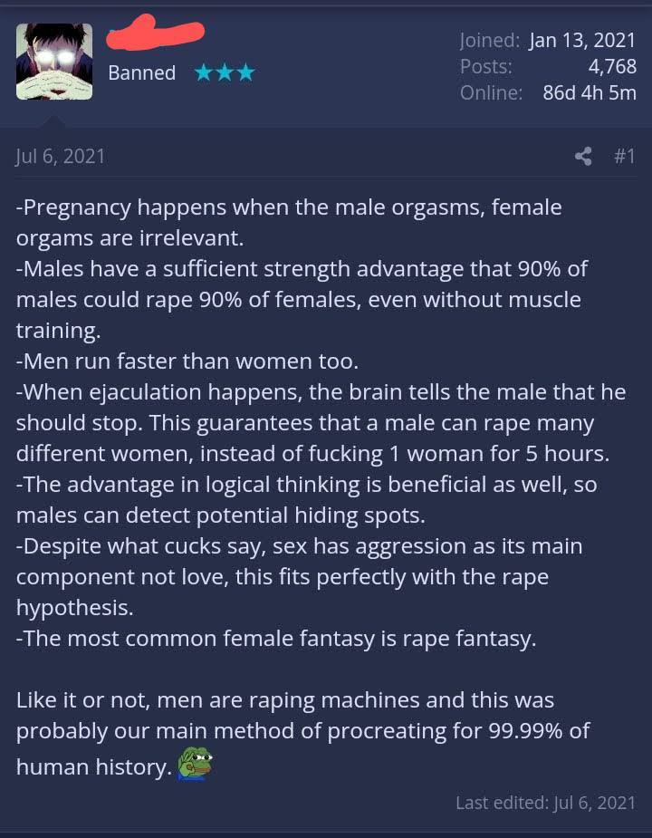 "Men are raping machines" (TW: rape) | Scrolller