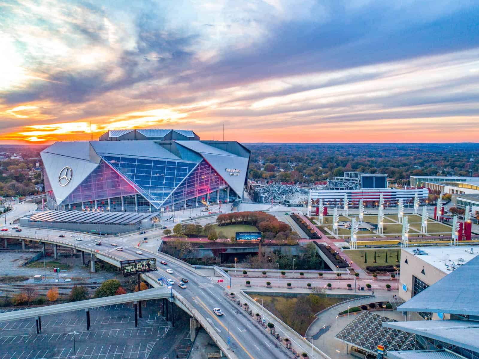 Mercedes Benz Stadium at Sunset | Scrolller