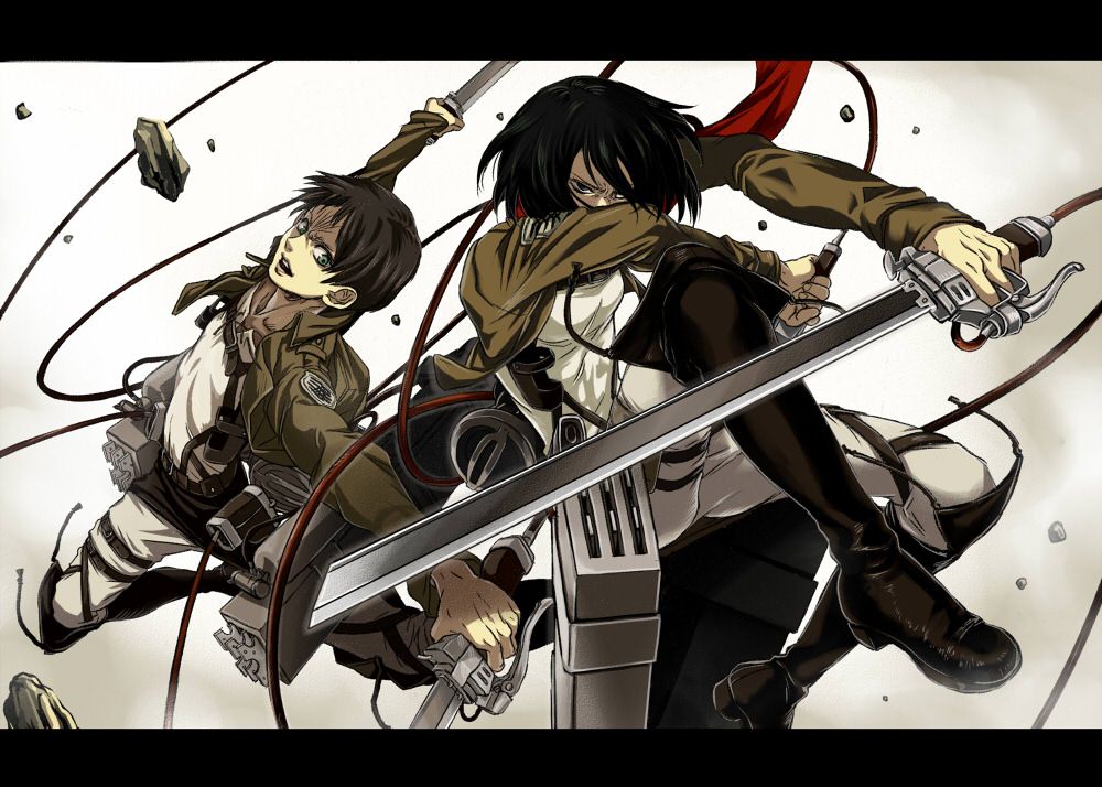 Mikasa and Eren - by 蟹カジカ | Scrolller