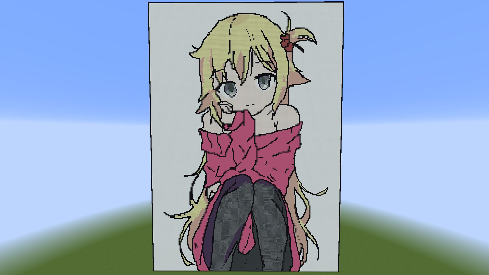 Minecraft rendition of Sasakungoodsize's art, size 177 x 250 blocks (Akai Haato), time taken ...