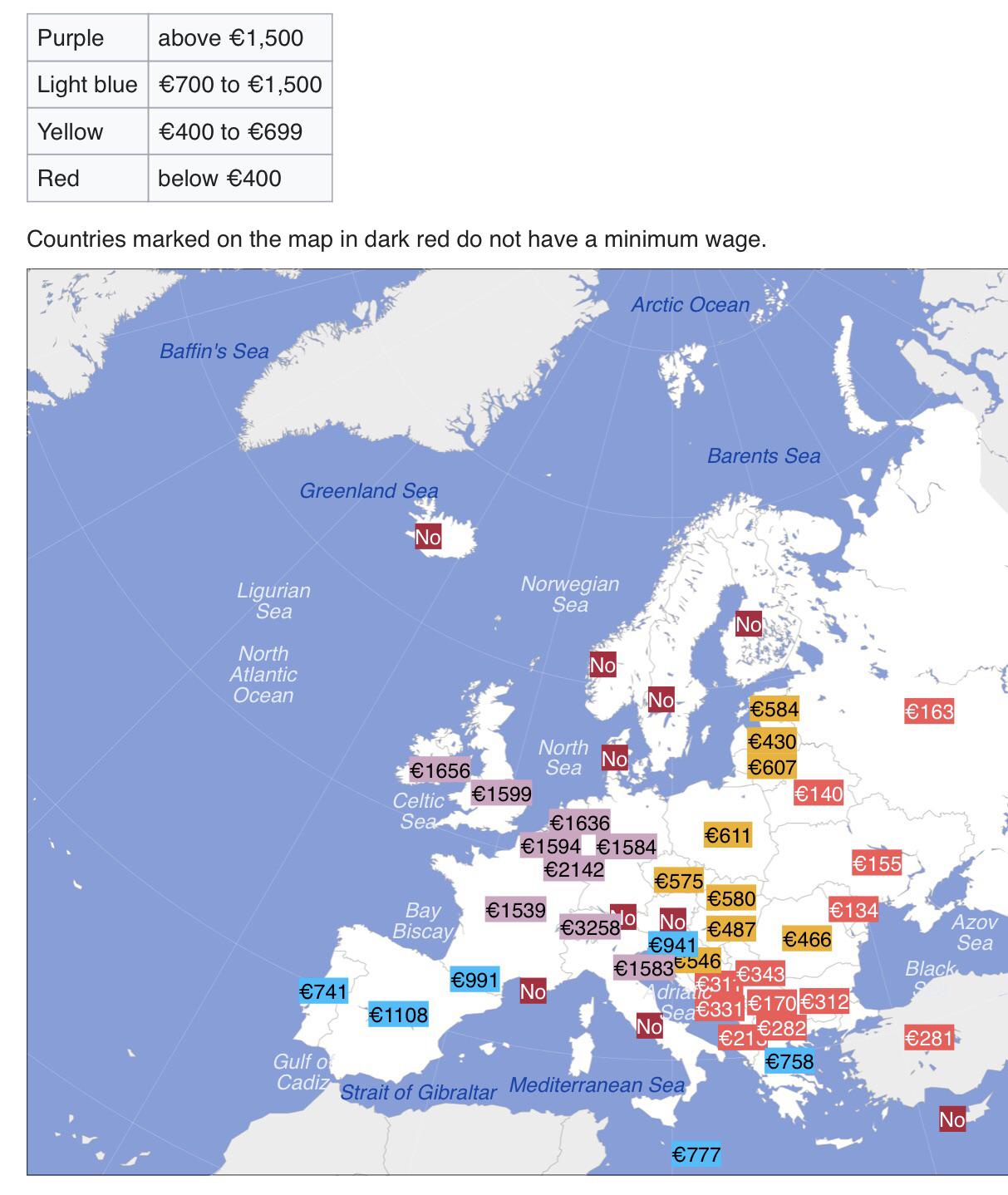 Minimum wage of European countries | Scrolller
