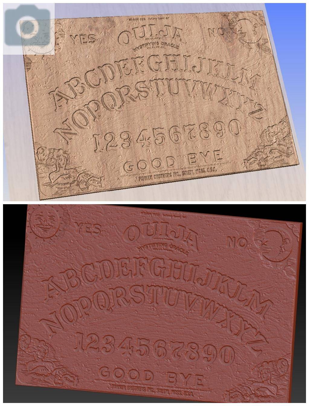 Modeled up a ouija board model in aspire/close up in zbrush. | Scrolller
