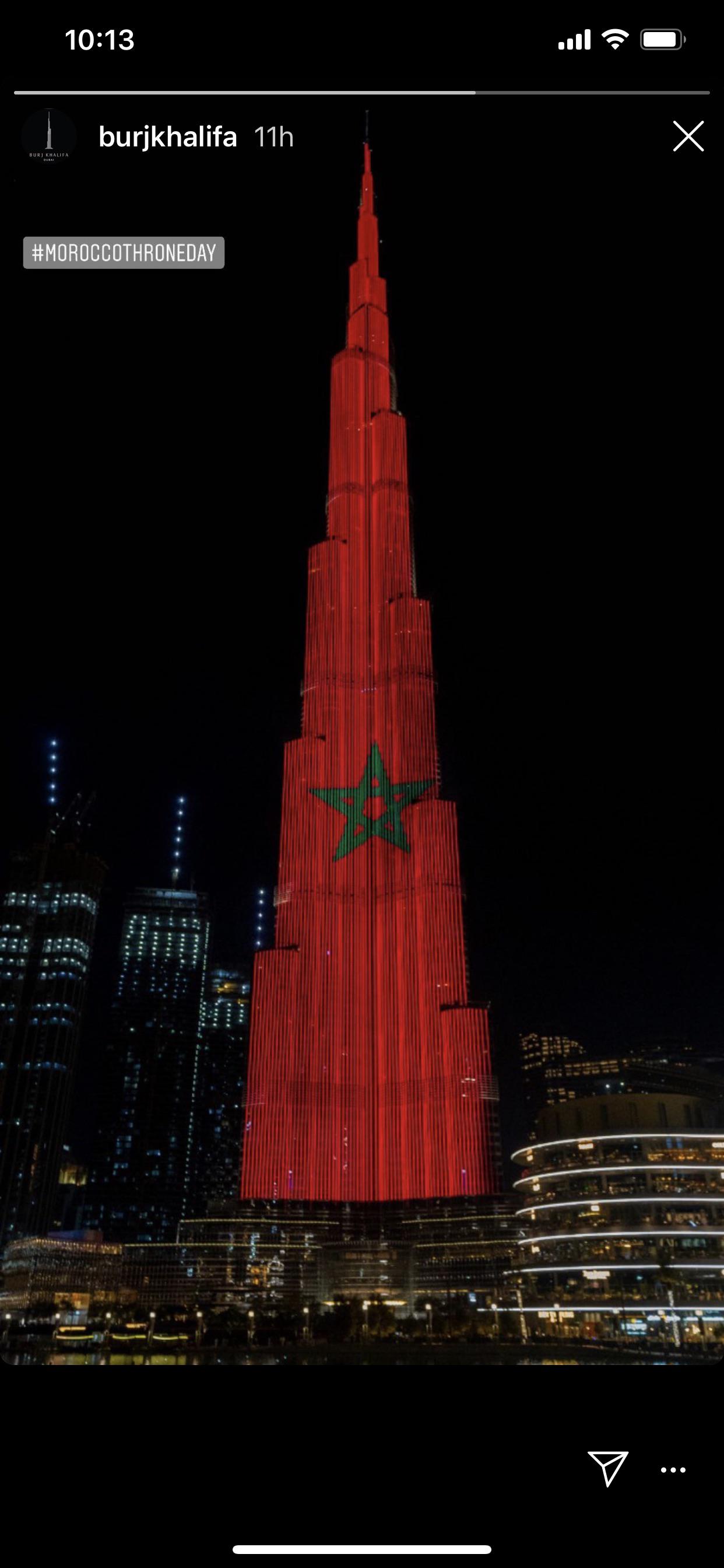 Moroccan flag 🇲🇦 displayed on tallest building in the world - Burj Khalifa, Dubai | Scrolller