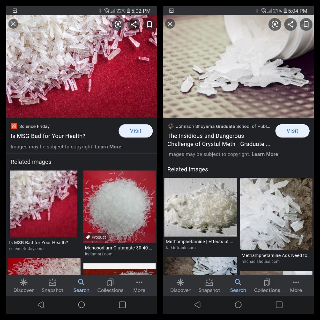 MSG looks a lot like crystal meth. Maybe thats why it makes everything better. | Scrolller