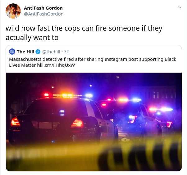 Murder a civilian? That'll be a 2 month suspension, with pay. Support BLM? You're fired. | Scrolller