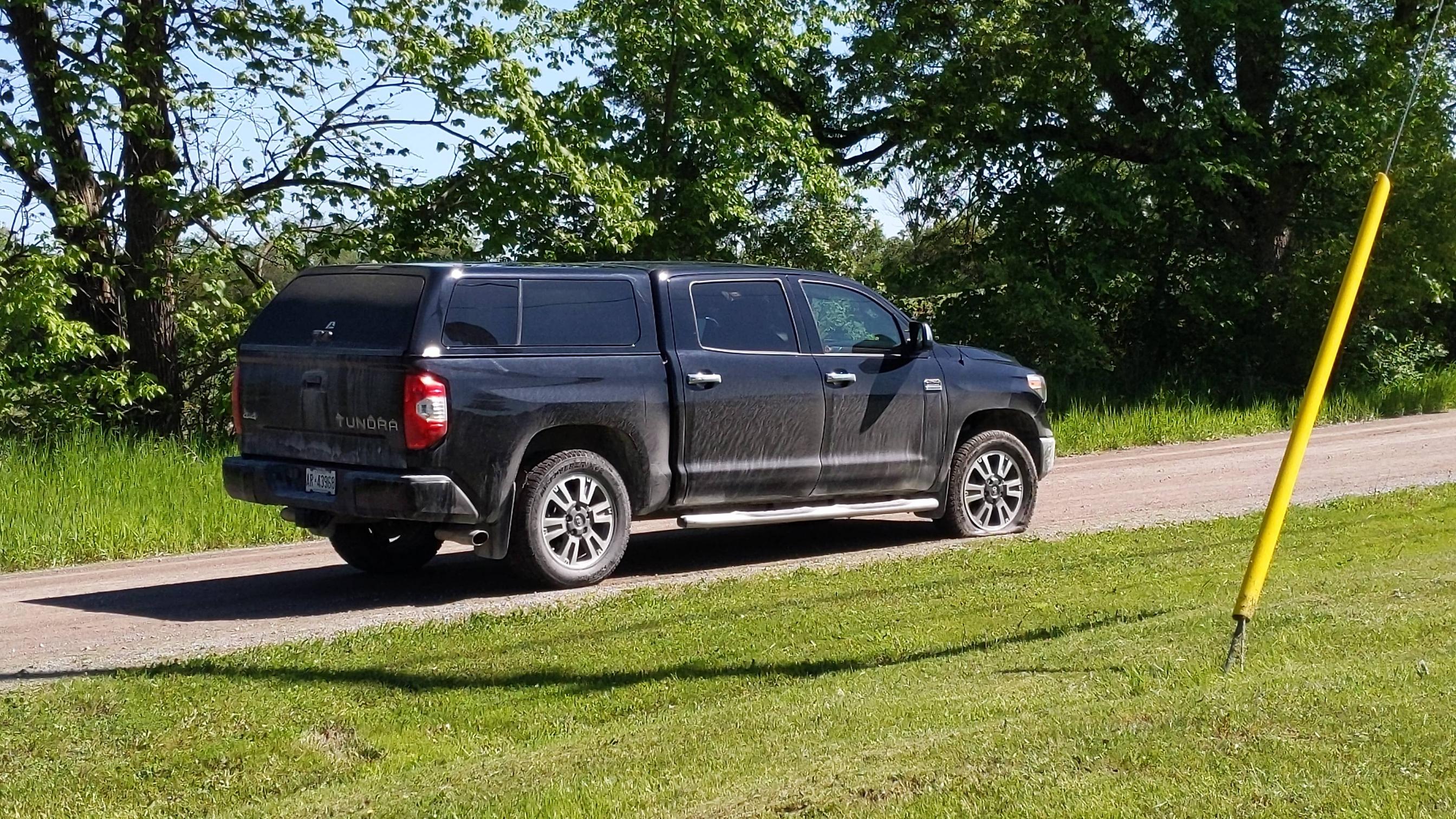 My 2019 Tundra 1794 Edition with a flat tire waiting for a tow... | Scrolller