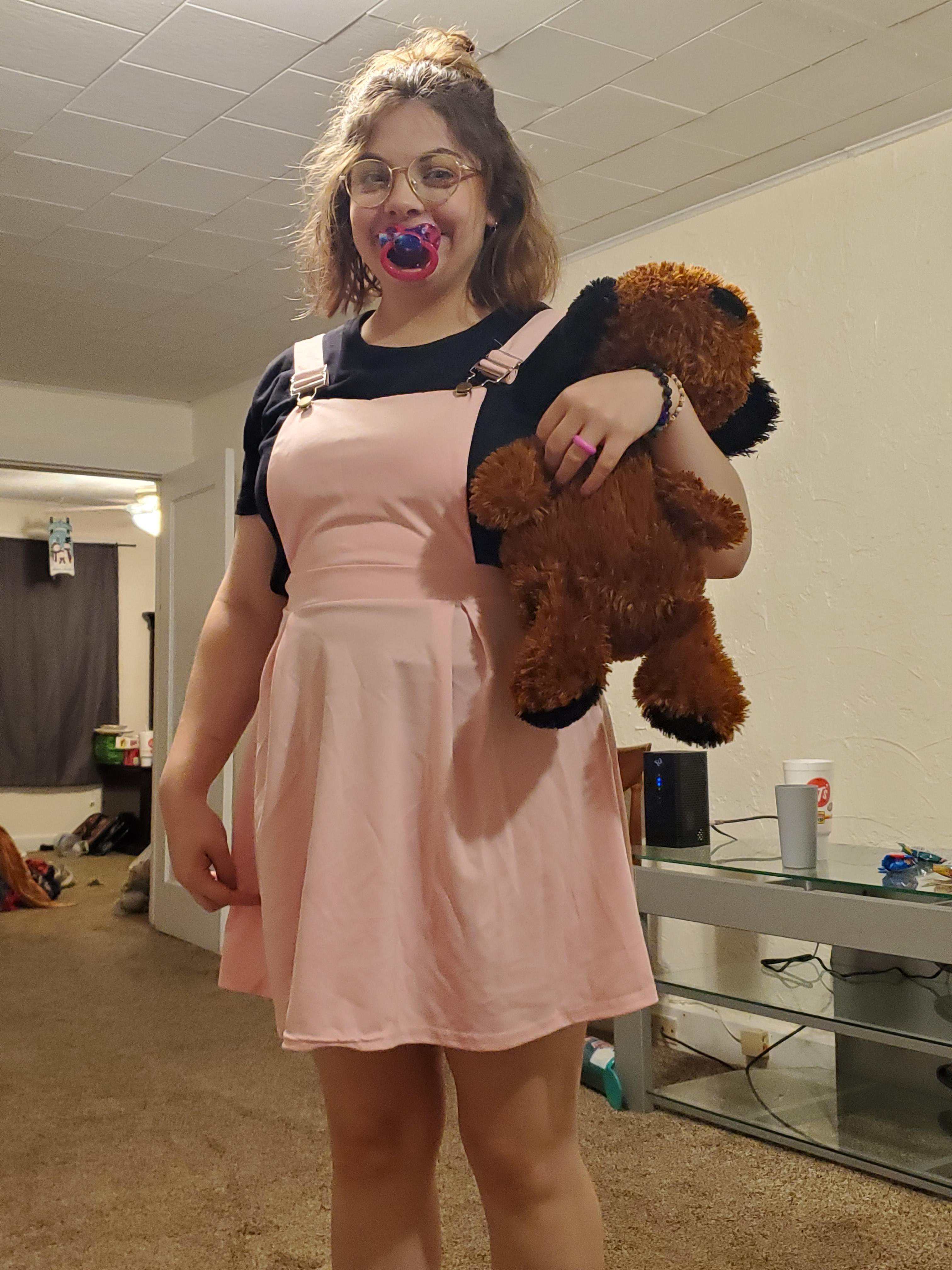 My beautiful Princess and their stuffie Rover. Showing off their new paci. | Scrolller