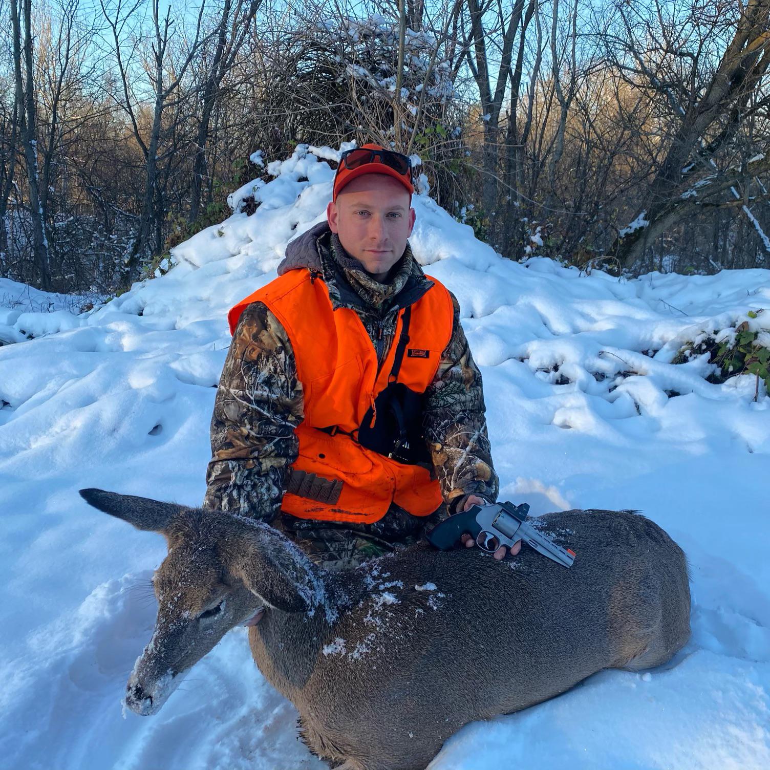 My brother got his first pistol deer this year. .357 magnum and the shot was 70 yards. | Scrolller