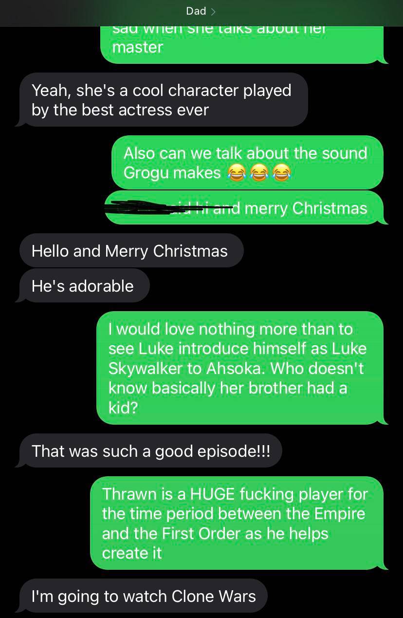 My dad is now interested in the origins of Ahsoka. Let the fun begin. | Scrolller