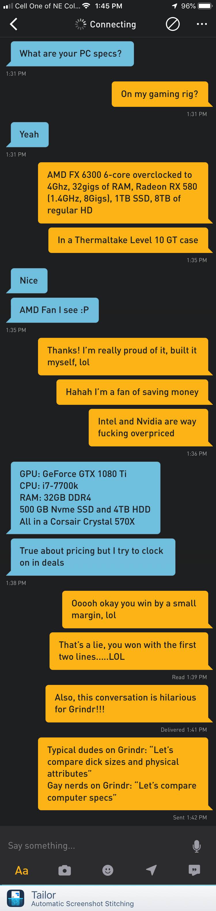 My favorite Grindr conversation so far.... | Scrolller