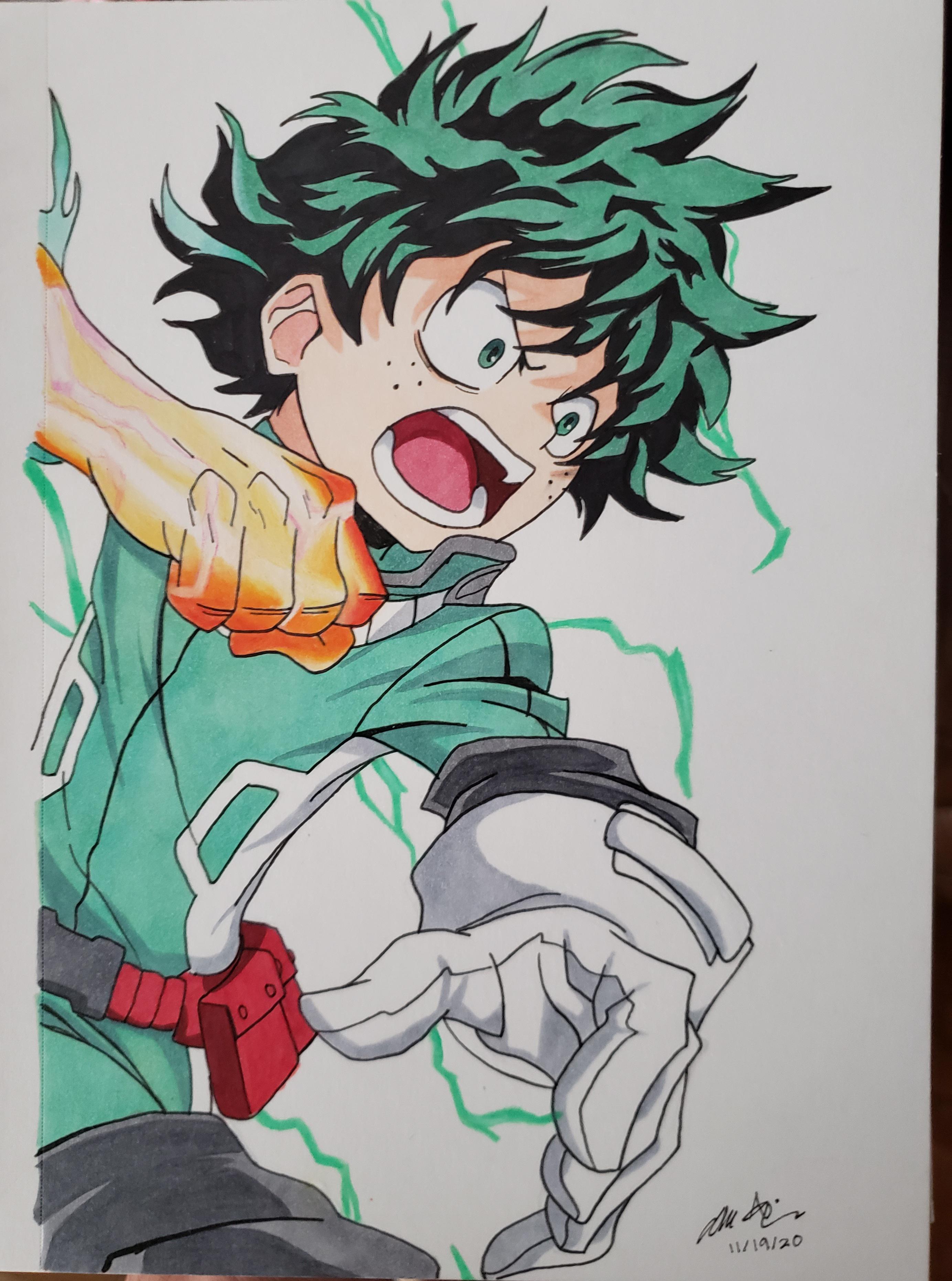 My first Deku Drawing! I am super happy with how it came out. | Scrolller