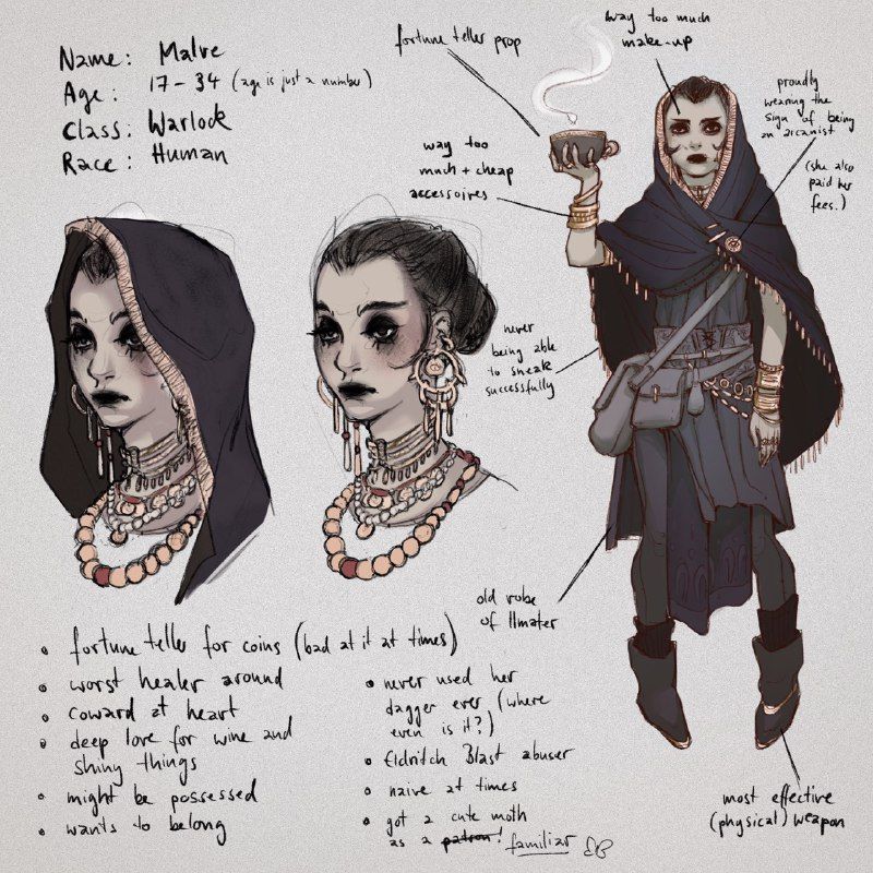 my first ever DnD character - Malve, a human warlock | Scrolller