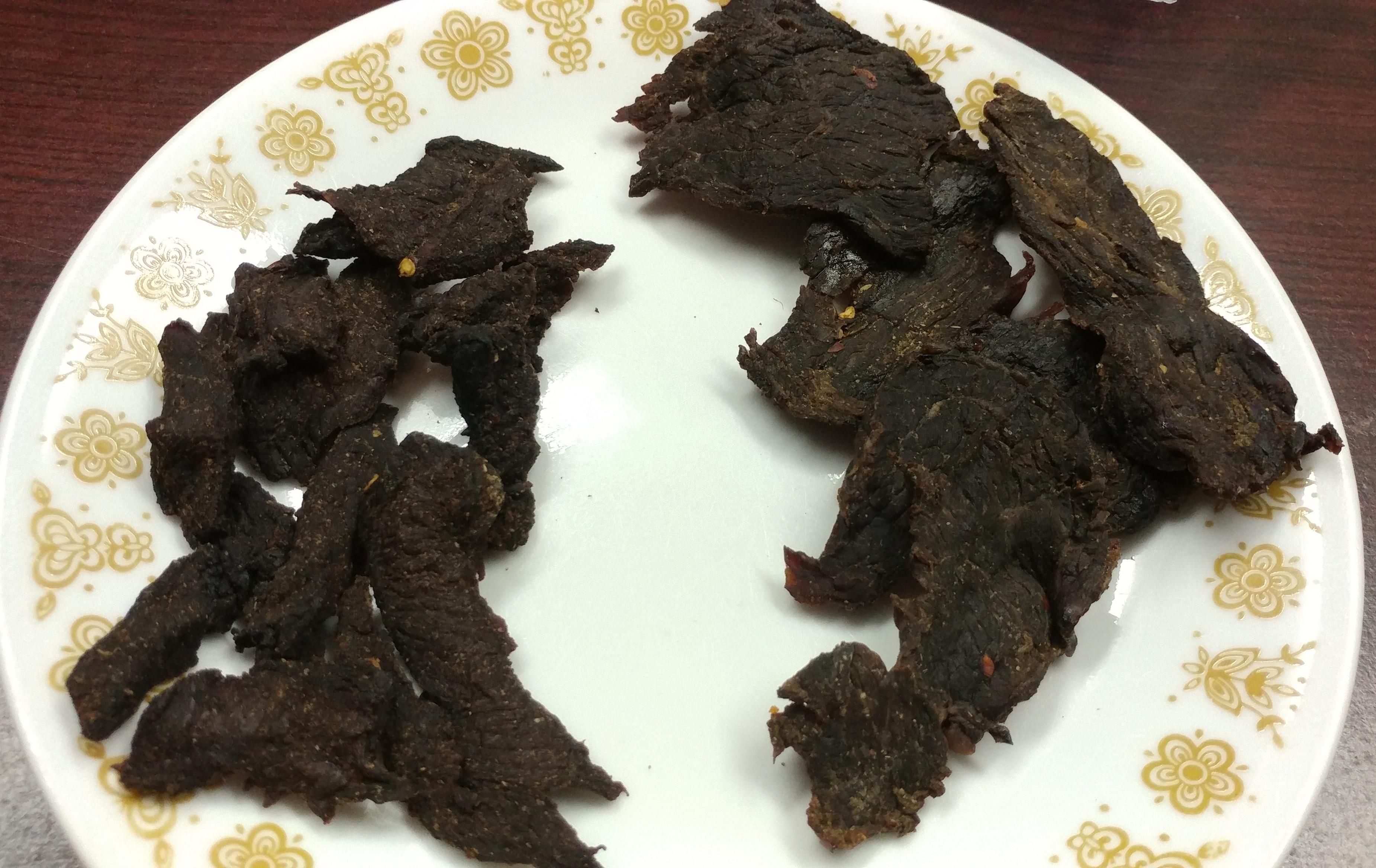 My first jerky. Venison (left) and beef (right). | Scrolller