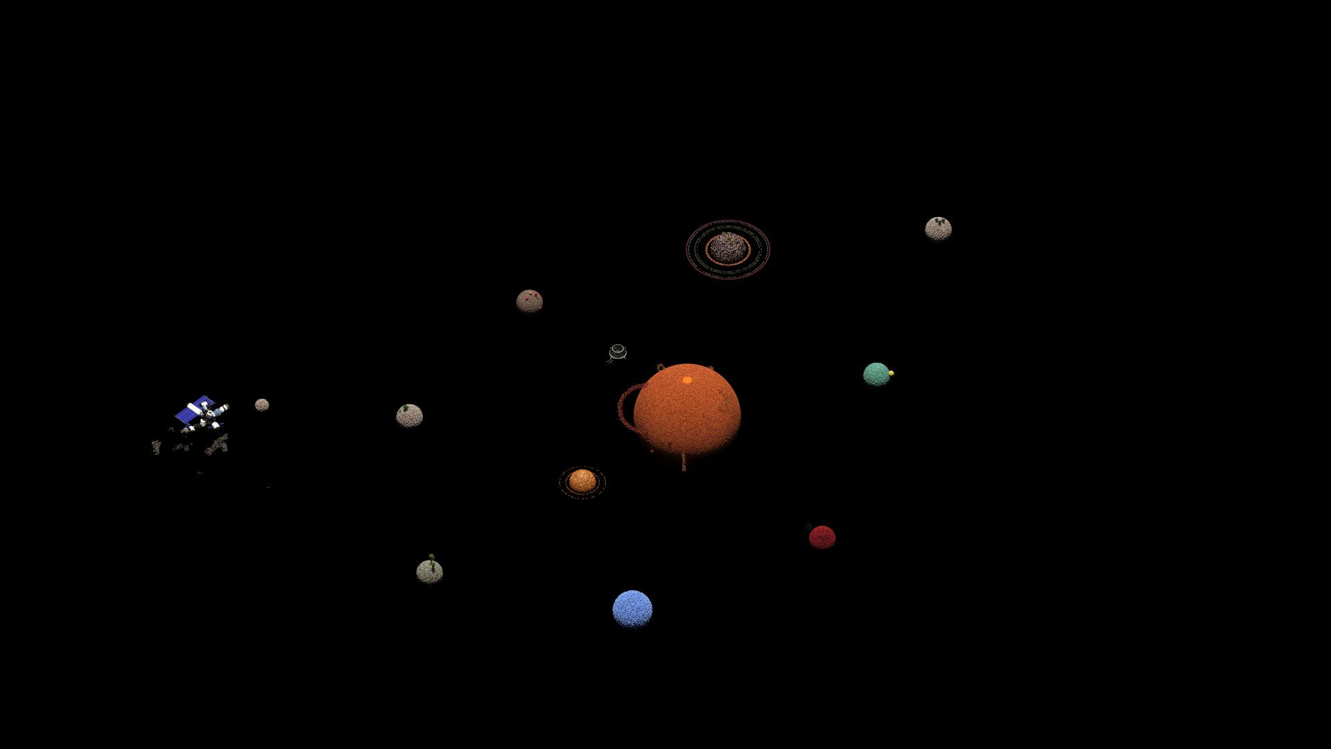 My first render, this is the spawn system for my space themed world Beta Cygni | Scrolller